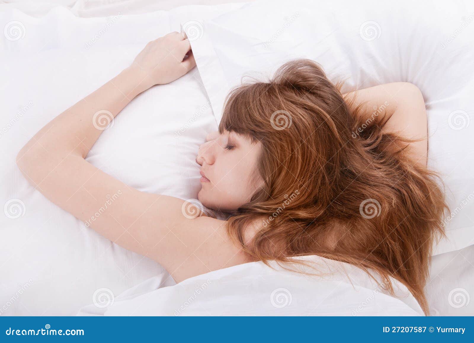 Beautiful girl in bed stock image. Image of hair, relax - 27207587