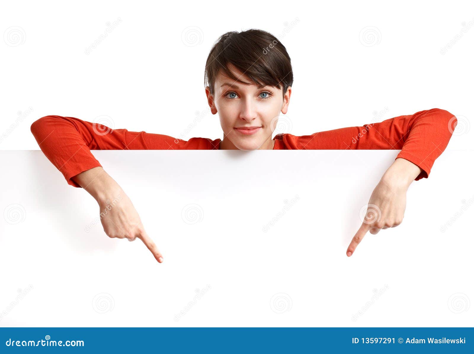 Beautiful Girl Behind an Empty White Board Stock Image - Image of ...