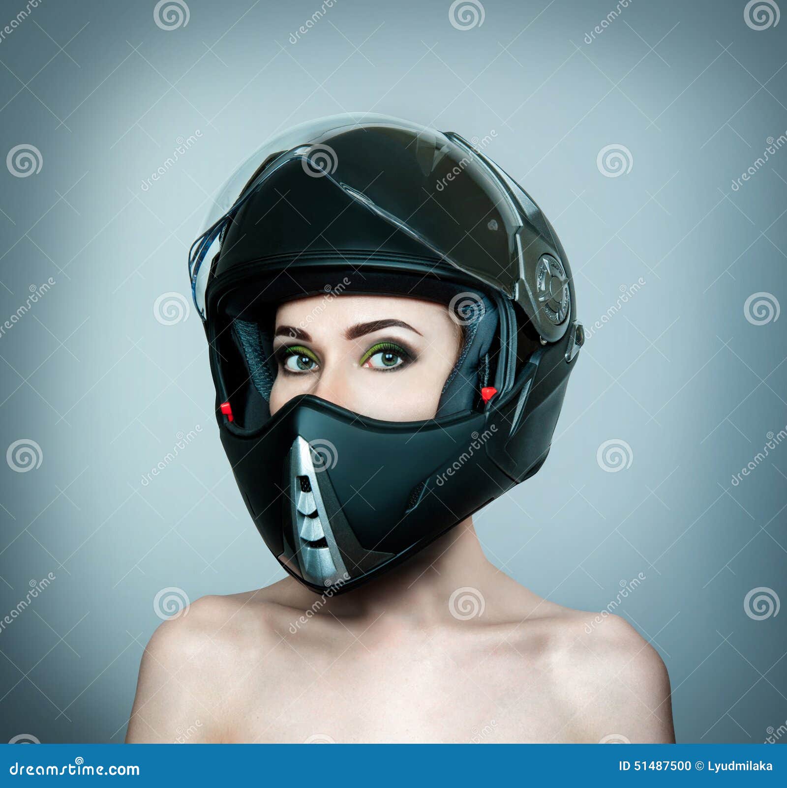 Beautiful Girl in Black Helmet Stock Photo - Image of driver, equipment ...