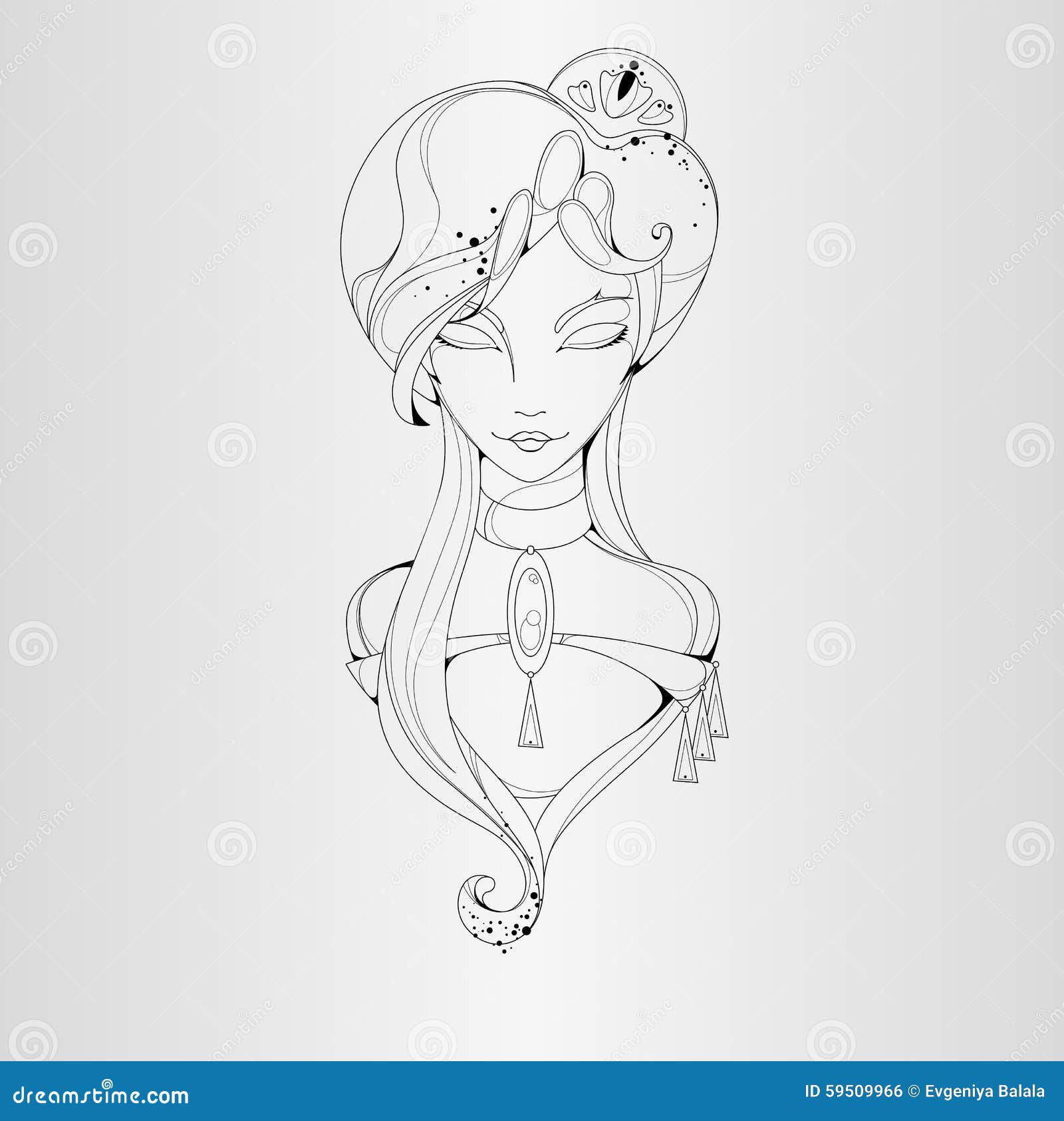 Beautiful Girl in a Black Lines Stock Vector - Illustration of ladies ...