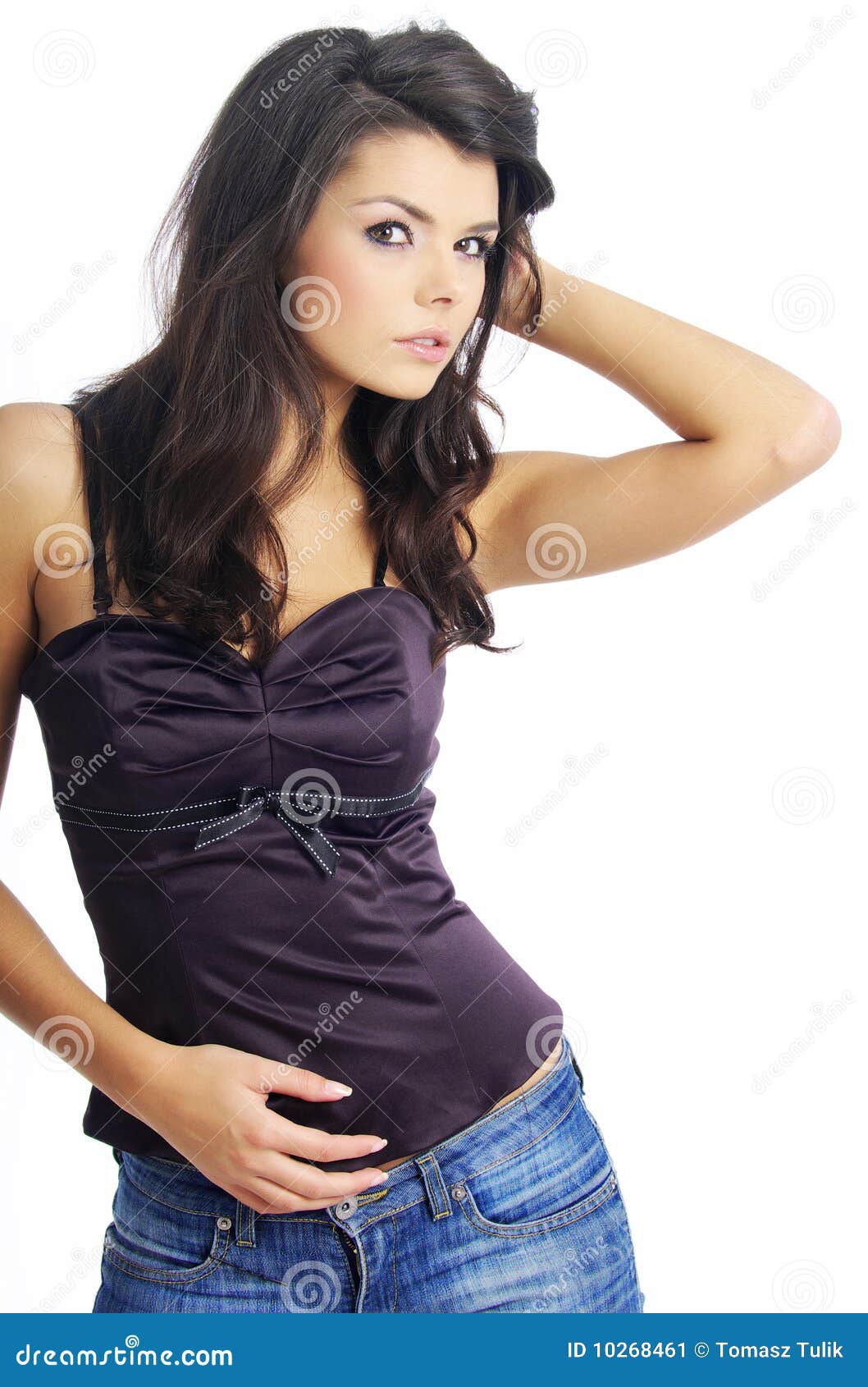 Beautiful Girl in Blue Jeans Stock Image - Image of cute, pretty: 10268461