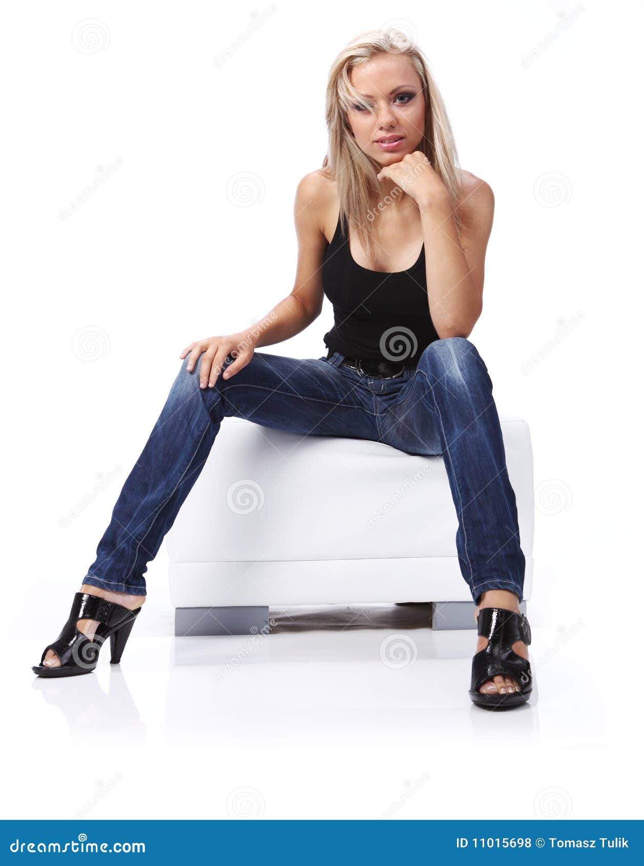 Beautiful Girl in Blue Jeans Stock Photo - Image of model, girl: 11015698