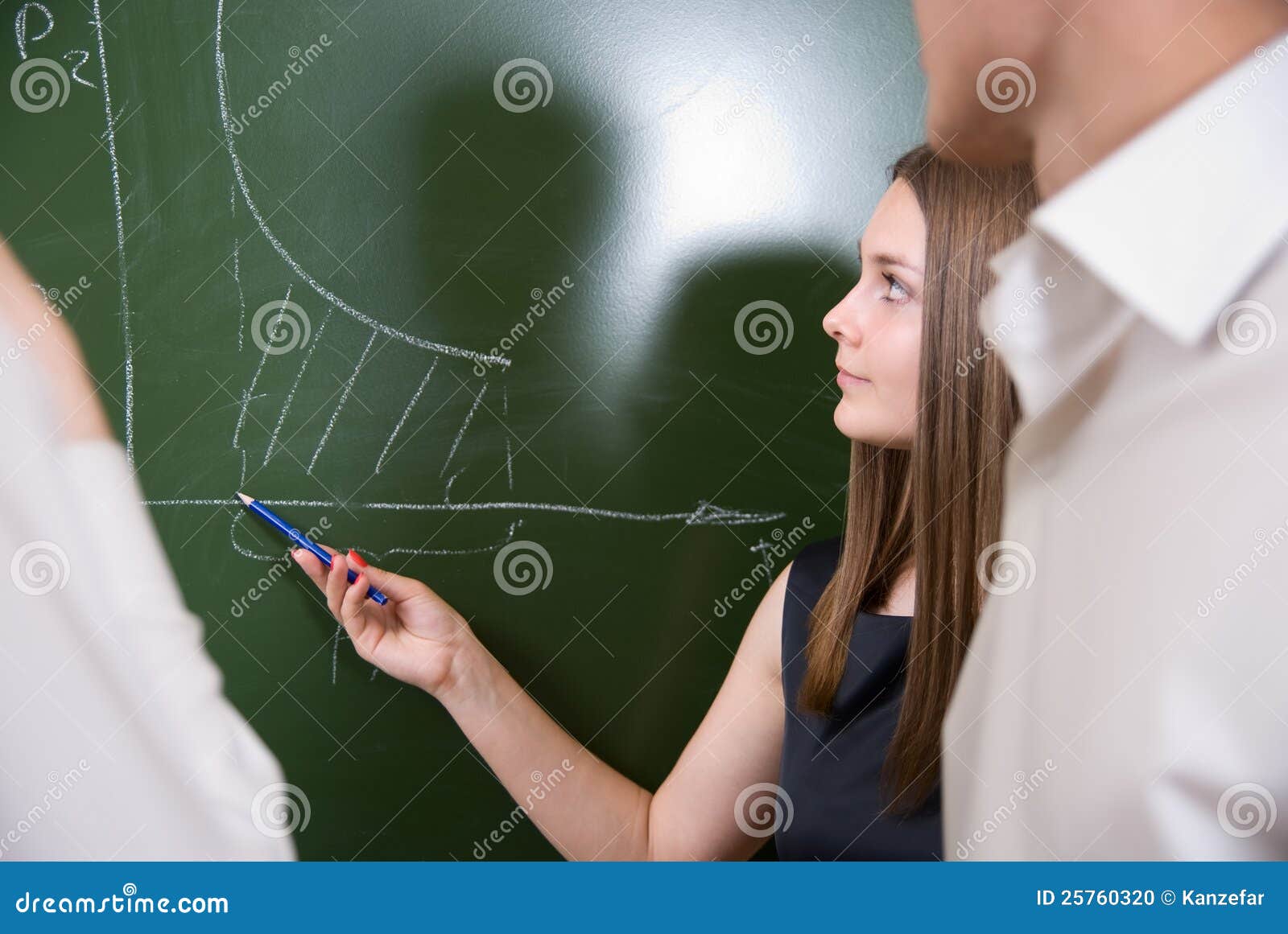 Beautiful Girl at a Board Shows on Schedule Stock Photo - Image of ...