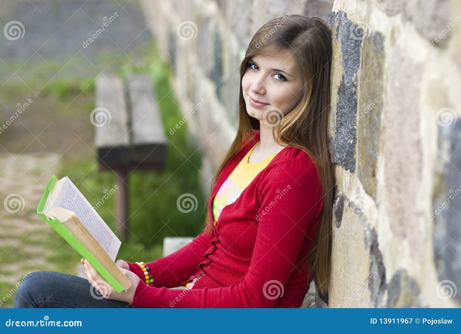 Beautiful girl with book stock image. Image of hair, education - 13911967