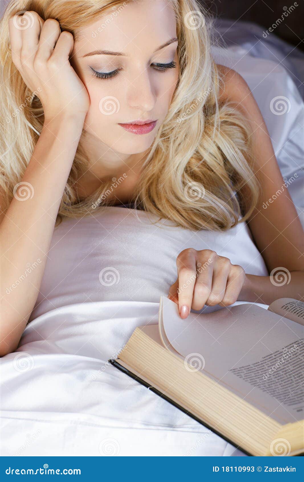 Beautiful girl with book stock image. Image of bedroom - 18110993