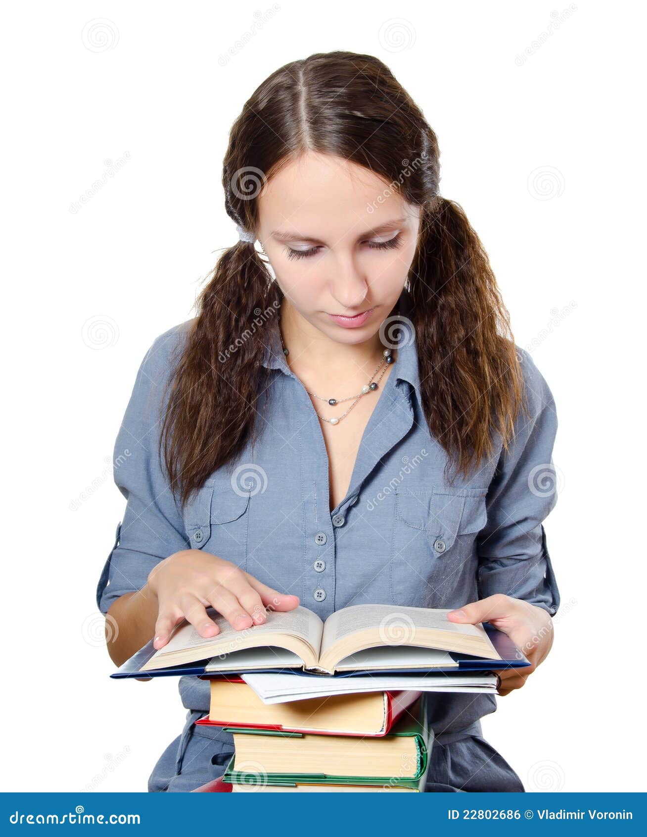 The Beautiful Girl with Books Stock Photo - Image of color, schoolchild ...