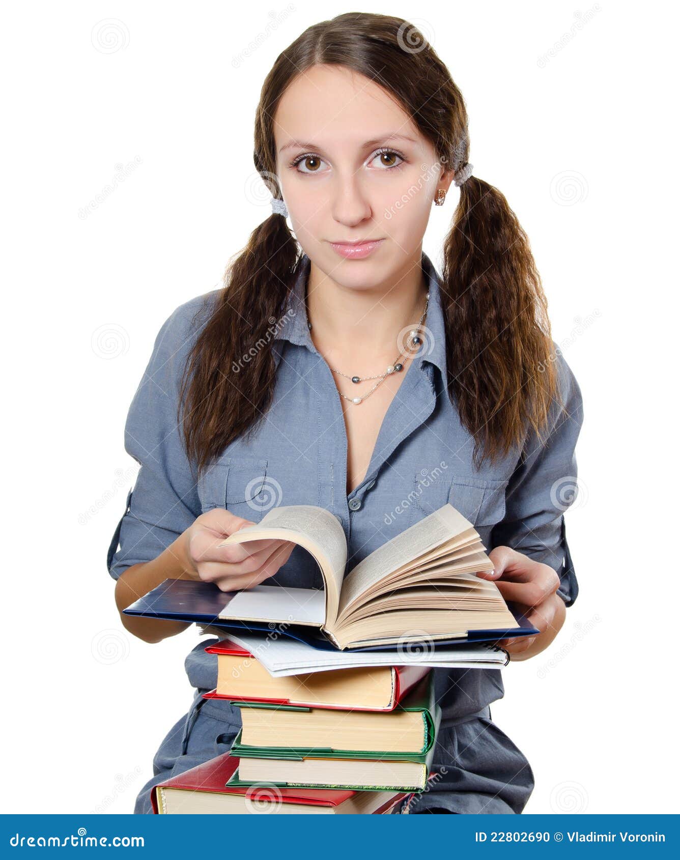 The Beautiful Girl with Books Stock Photo - Image of stack, beautiful ...