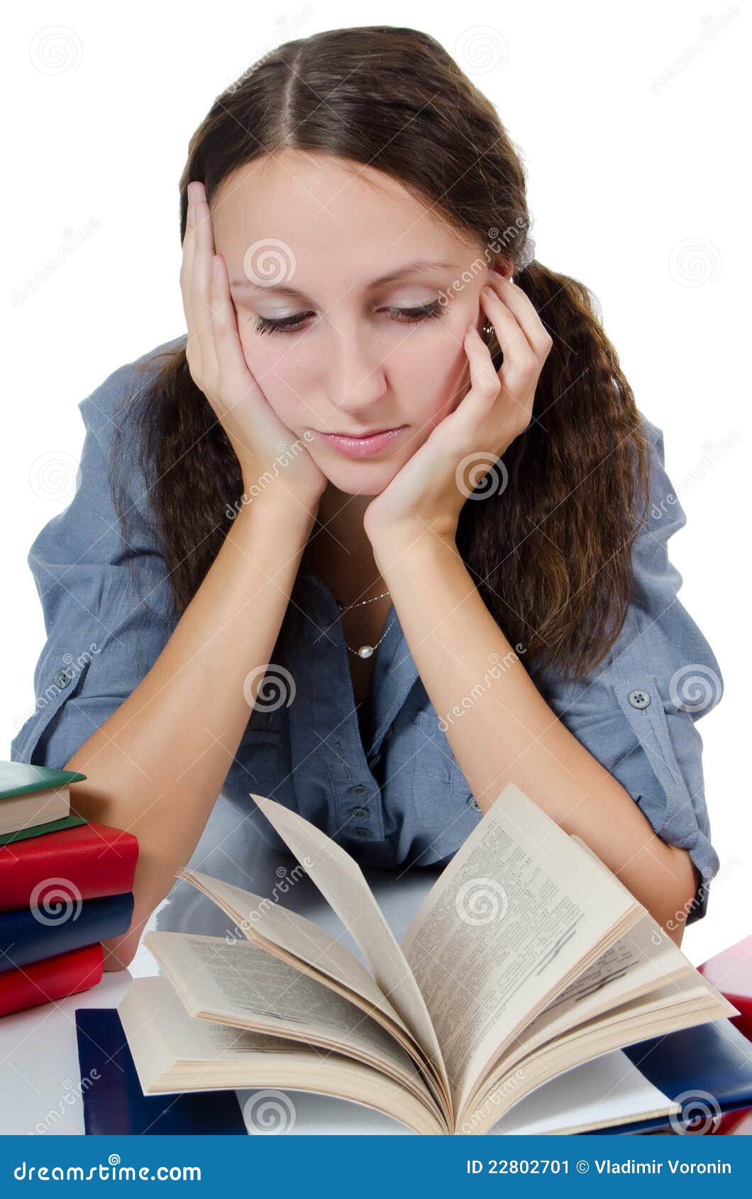 The Beautiful Girl with Books Stock Image - Image of learning ...