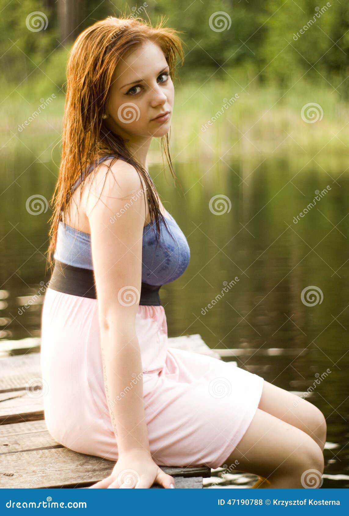 Beautiful Girl on the Bridge Stock Photo - Image of beauty, lake: 47190788