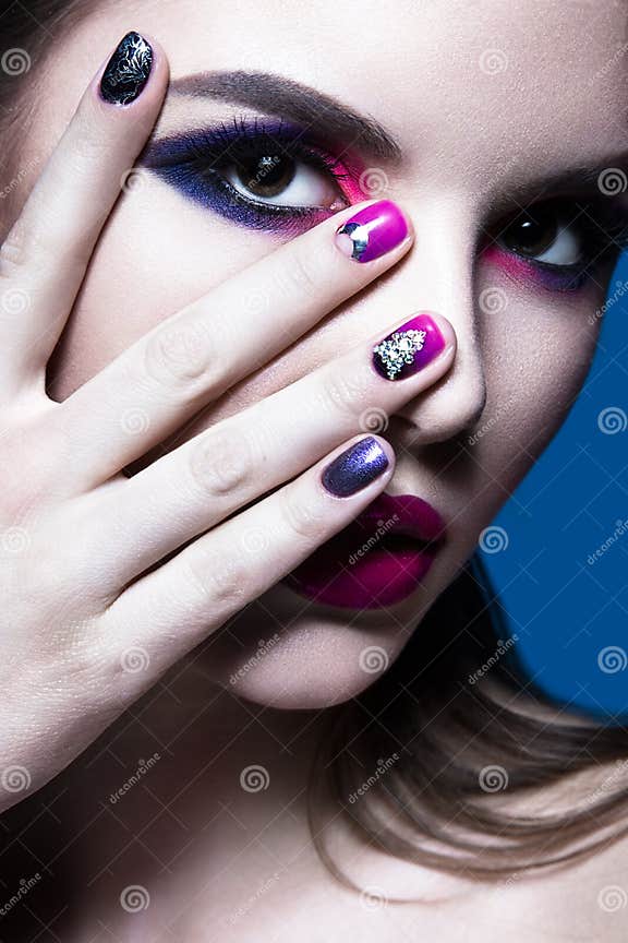 Beautiful Girl With Bright Creative Fashion Makeup Stock Image Image