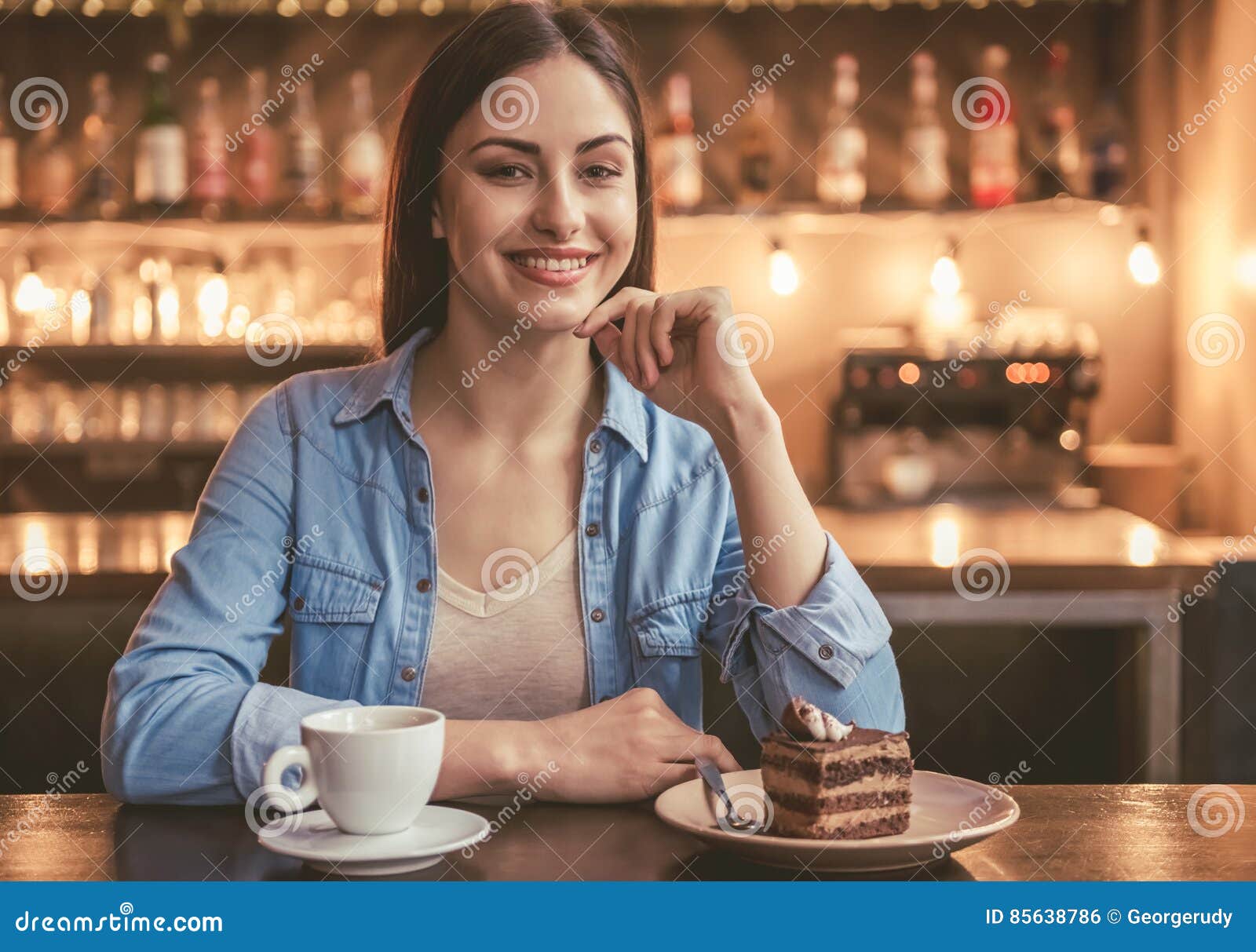 Beautiful girl at the cafe stock photo. Image of beautiful - 85638786