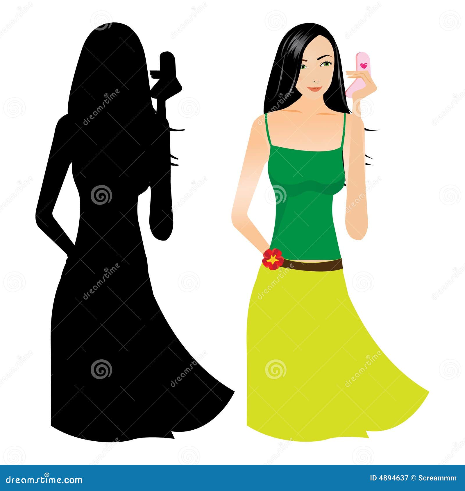 Beautiful Girl Calling a Contact Stock Vector - Illustration of ...