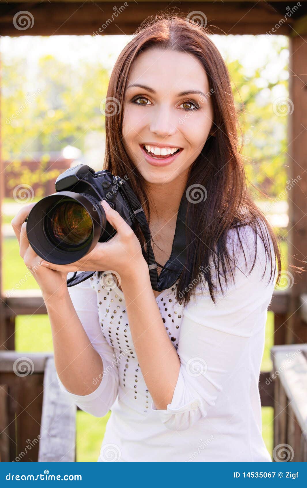 Beautiful girl with camera stock image. Image of fresh - 14535067