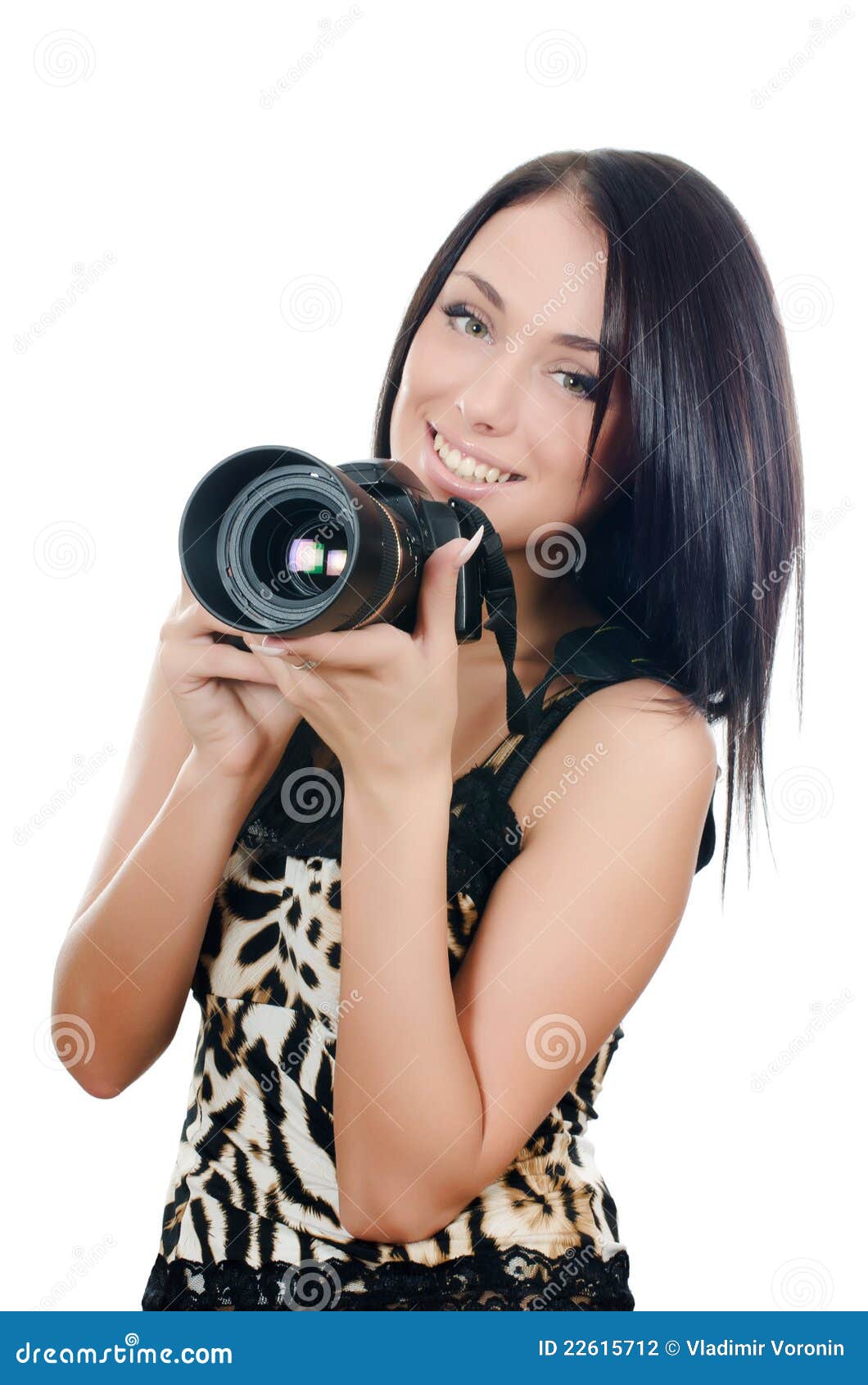 The Beautiful Girl with the Camera Stock Photo - Image of joyful, adult ...