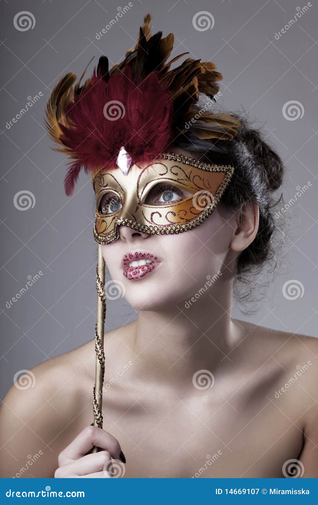 Beautiful Girl with a Carnival Mask Stock Image - Image of beauty, mask ...