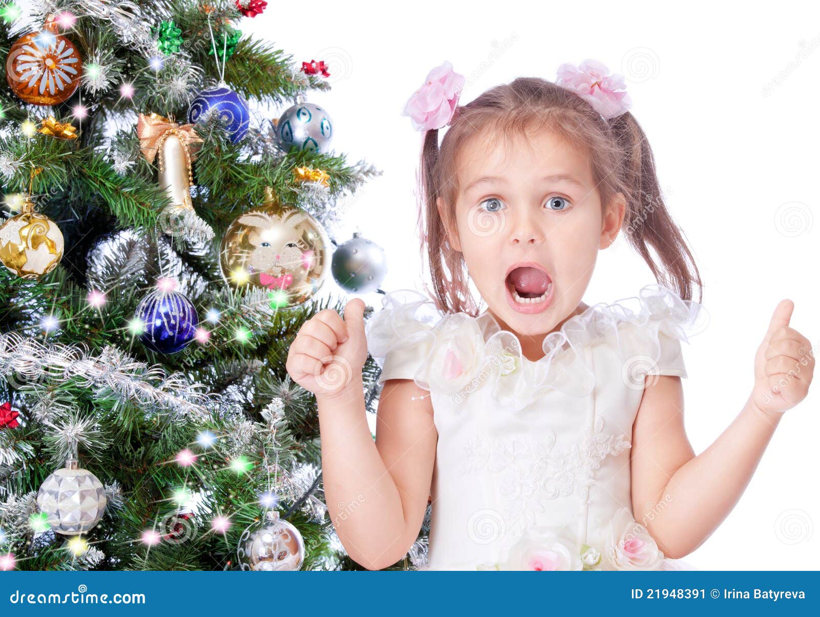 Beautiful Girl with a Christmas Tree Stock Image - Image of preparation ...
