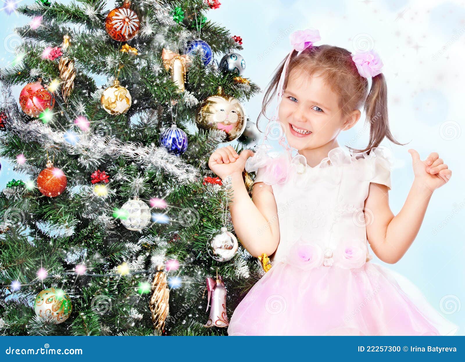 Beautiful Girl with a Christmas Tree Stock Photo - Image of abstract ...