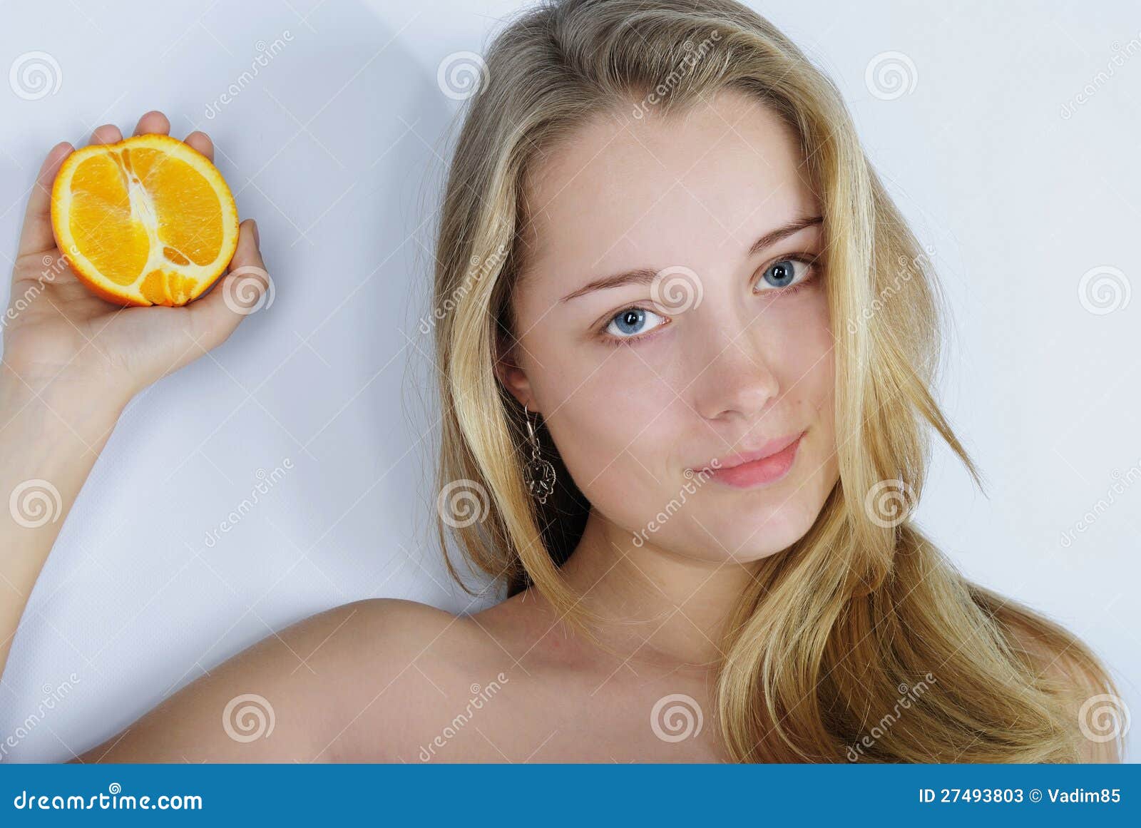 Beautiful girl with citrus stock image. Image of blanching - 27493803