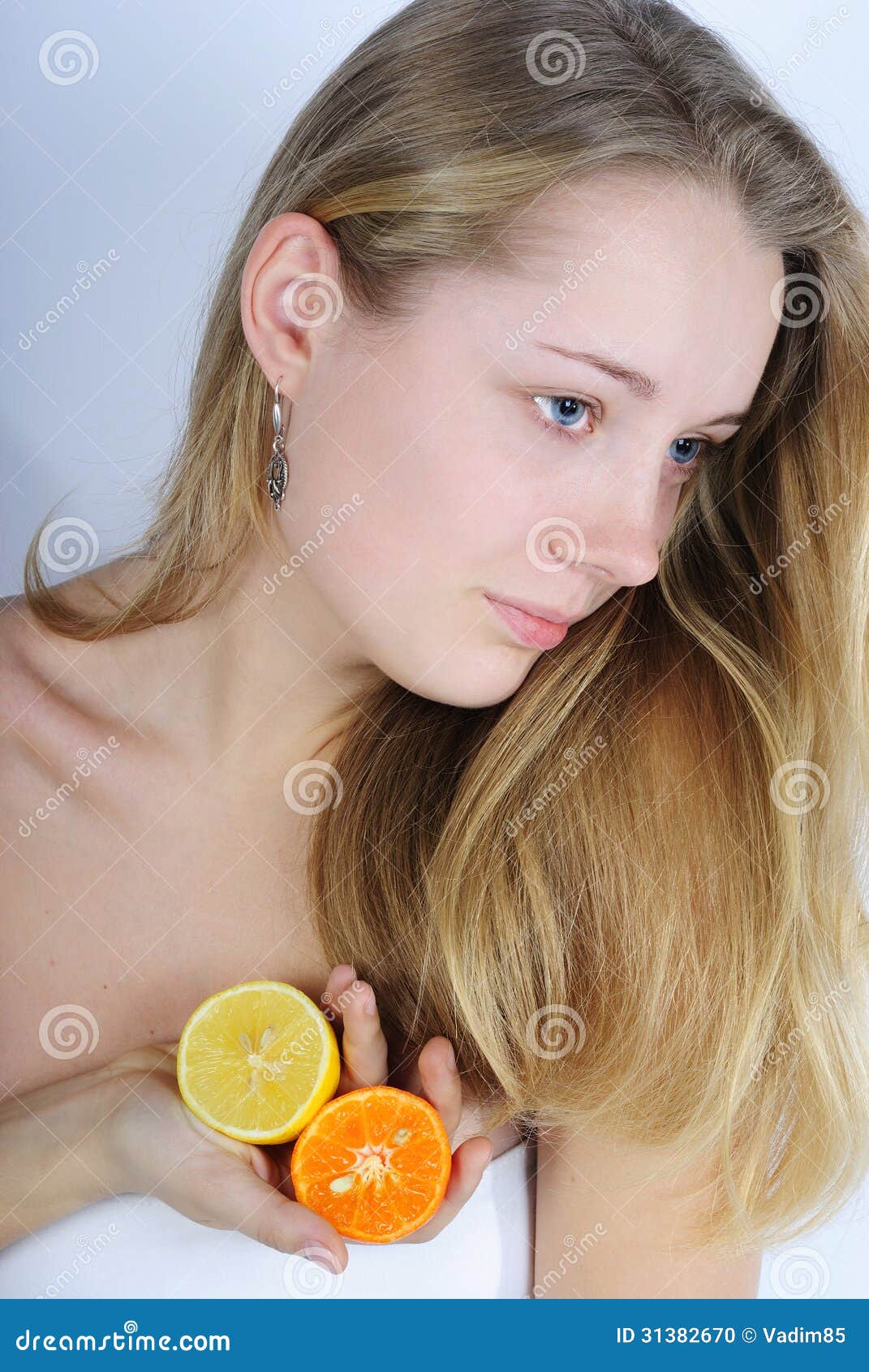 Beautiful girl with citrus stock photo. Image of body - 31382670