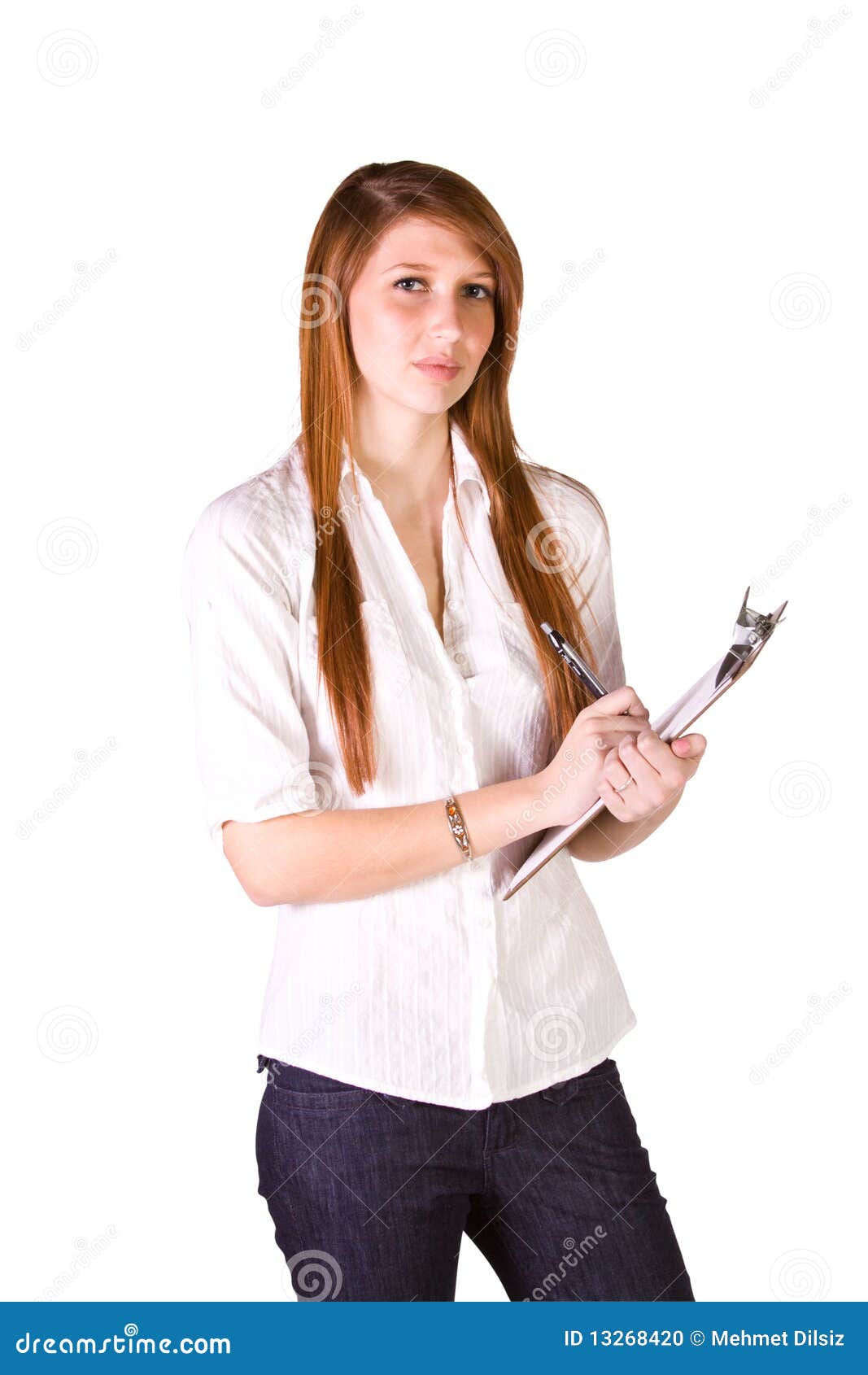Beautiful Girl with a Clipboard Stock Photo - Image of beautiful, space ...