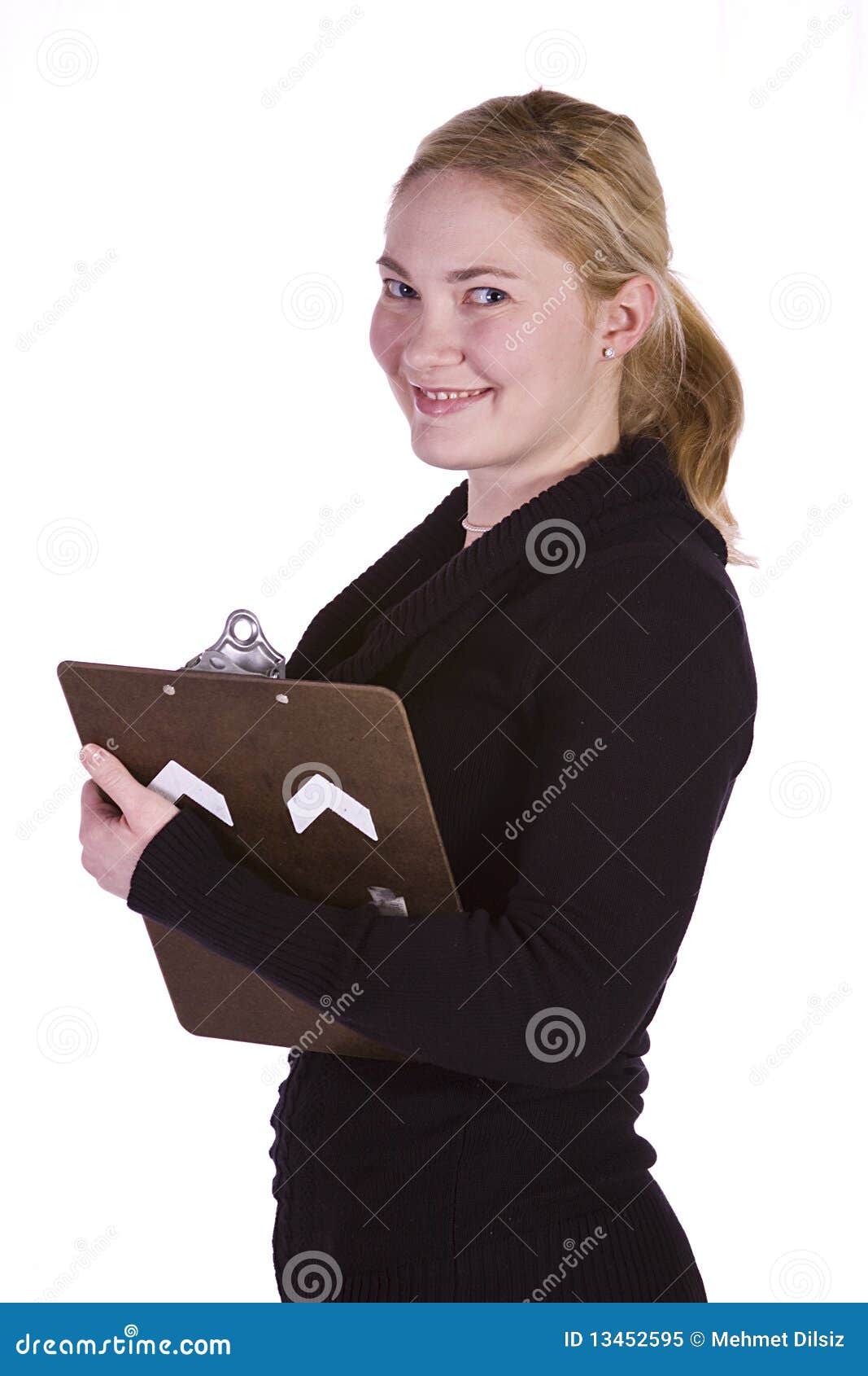 Beautiful Girl with a Clipboard Stock Image - Image of caucasian ...