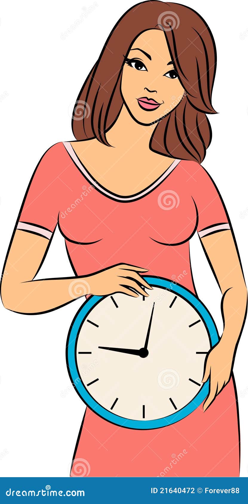 Beautiful girl with clock stock vector. Illustration of measurement ...