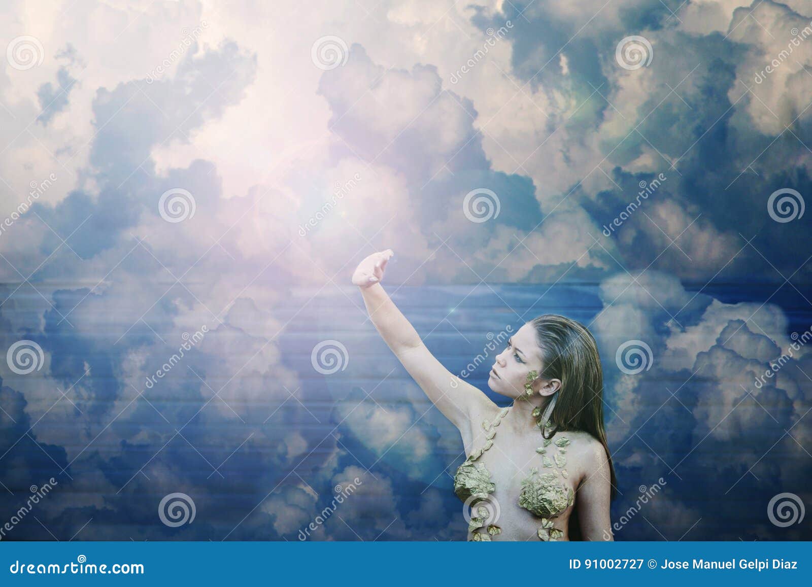 Beautiful Girl among the Clouds Stock Image - Image of abstract ...