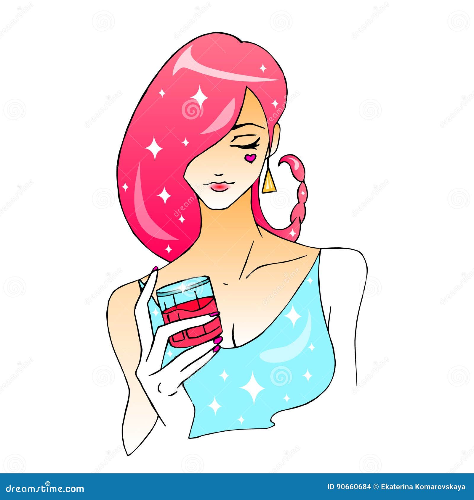 Beautiful Girl with a Cocktail Stock Vector - Illustration of martini ...
