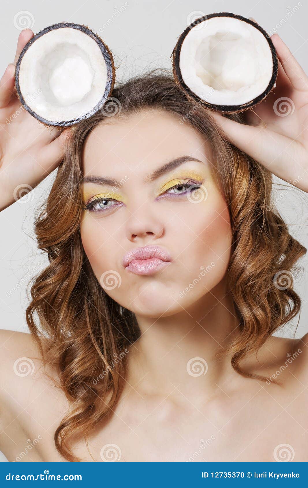 Beautiful Girl with Coconut Stock Photo - Image of coco, facial: 12735370