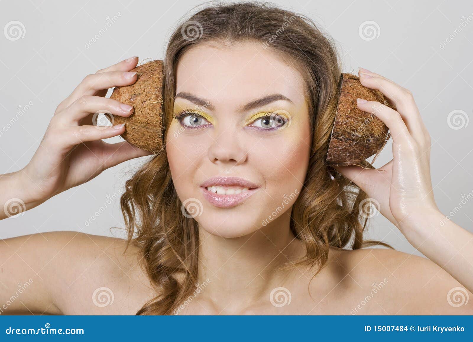 Beautiful Girl With Coconut Stock Photo - Image of beauty, beautiful ...