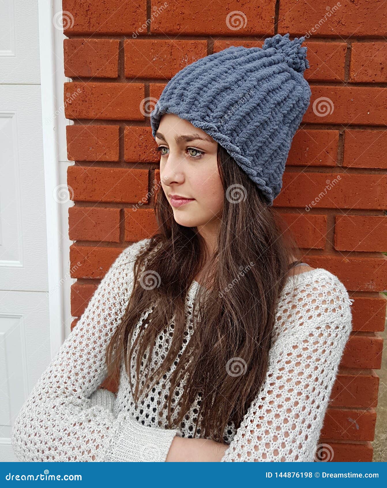Beautiful Girl on a Cold Day, in Deep Thought Stock Photo - Image of ...