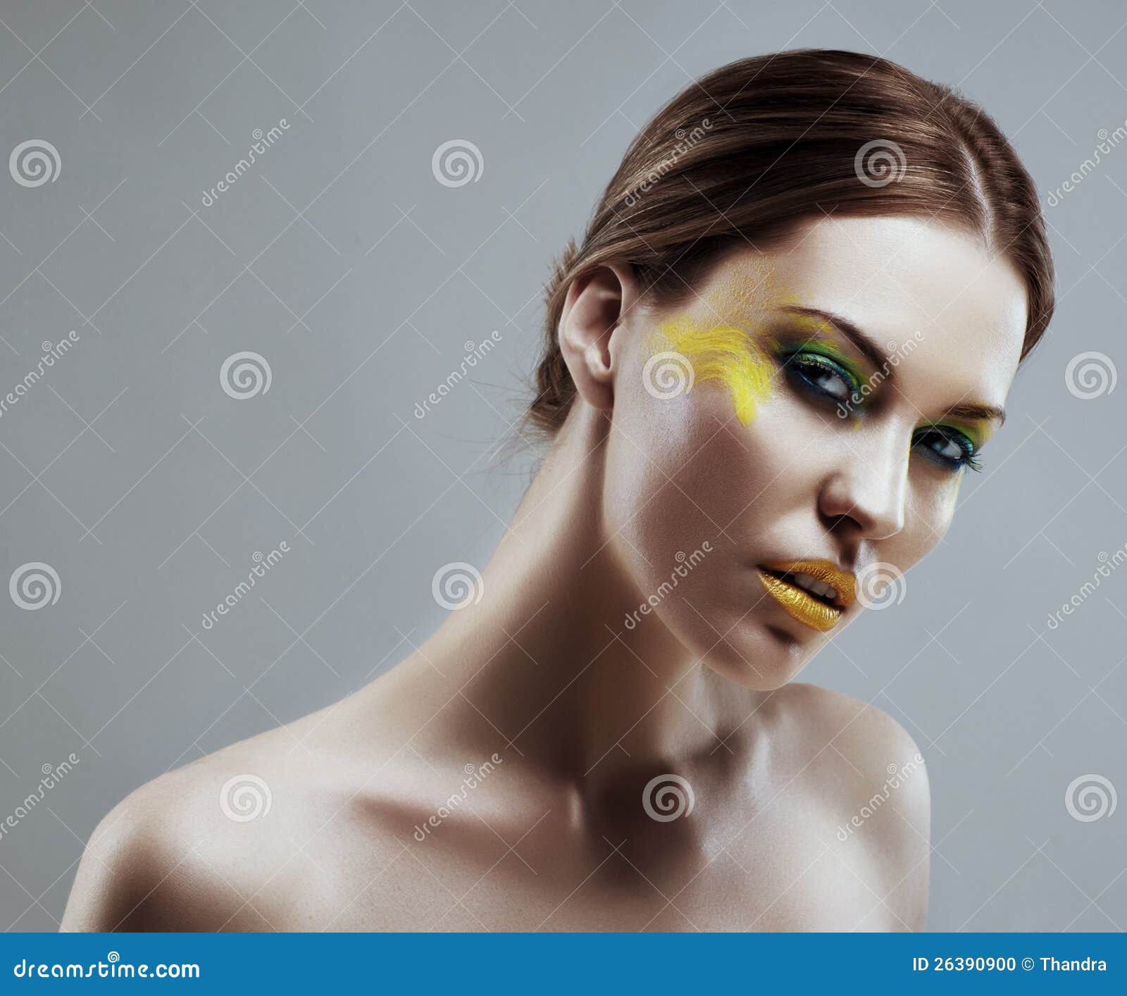 Beautiful Girl with a Color Make-up Stock Photo - Image of face, skin ...