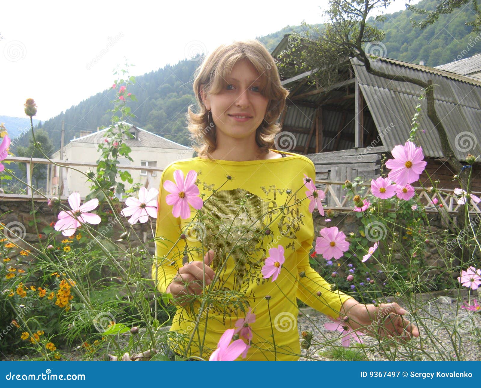 Beautiful girl with colors stock image. Image of hands - 9367497