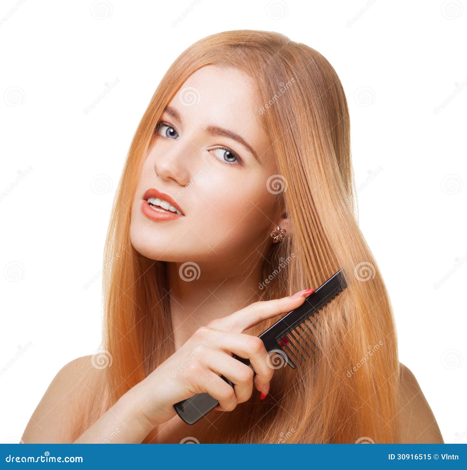 Beautiful girl with comb stock image. Image of blond - 30916515