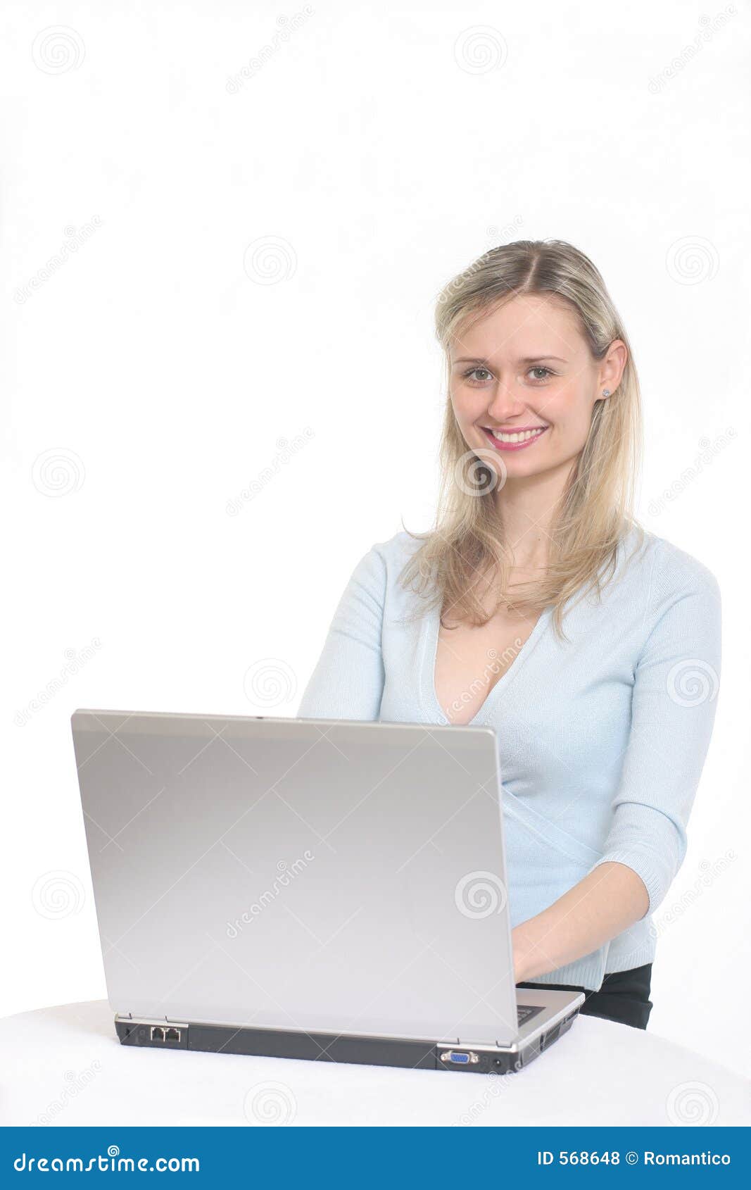 Beautiful Girl with Computer Stock Photo - Image of pretty, input: 568648