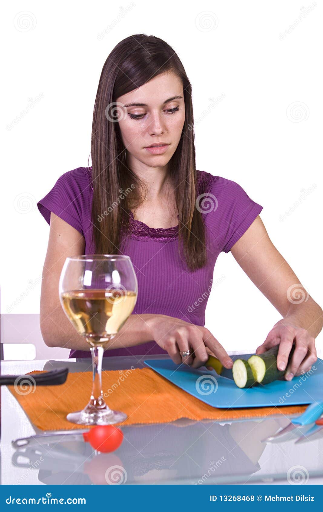 Beautiful Girl Cooking in the Kitchen Stock Photo - Image of knife ...