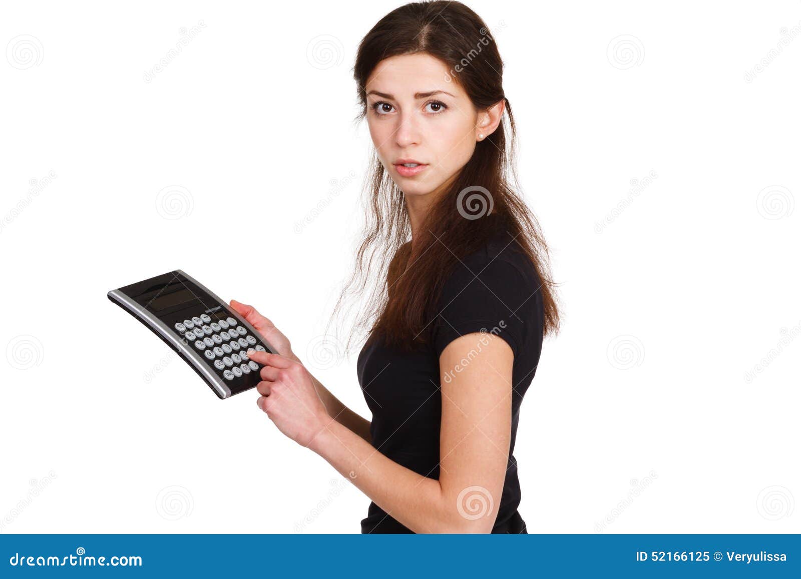 Beautiful Girl Counts on the Calculator Stock Image - Image of ...