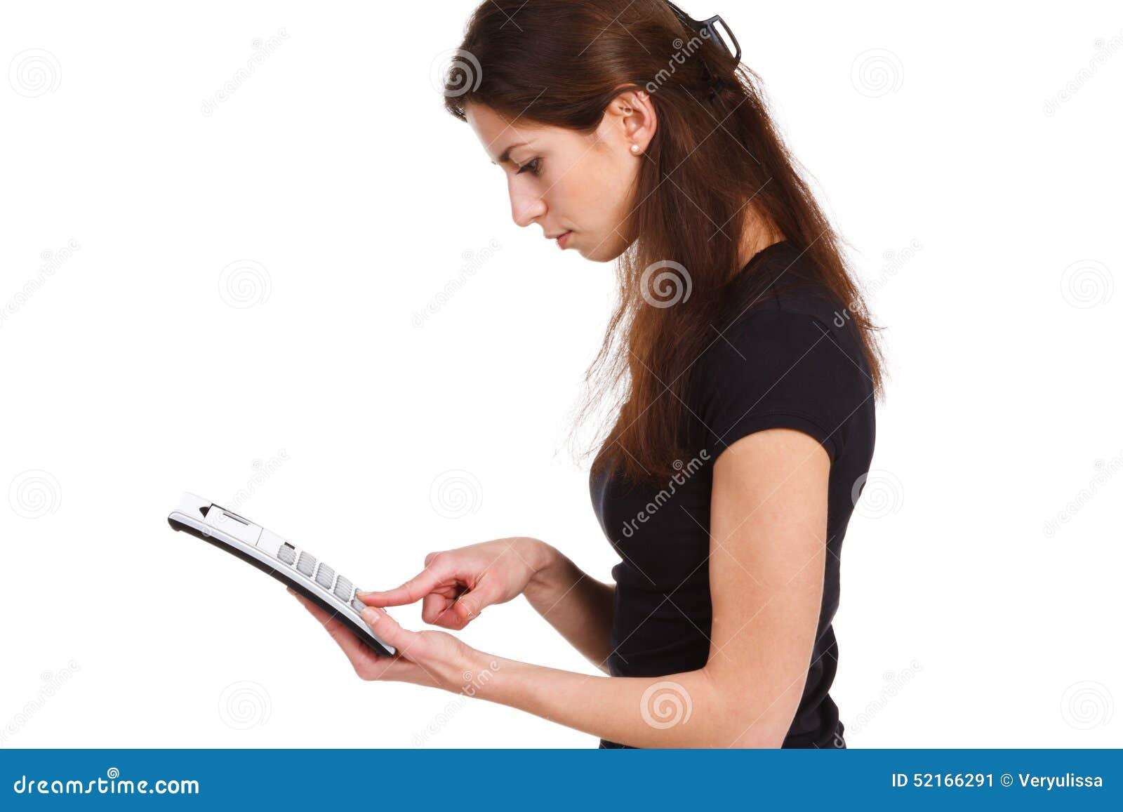 Beautiful Girl Counts on the Calculator Stock Image - Image of beauty ...