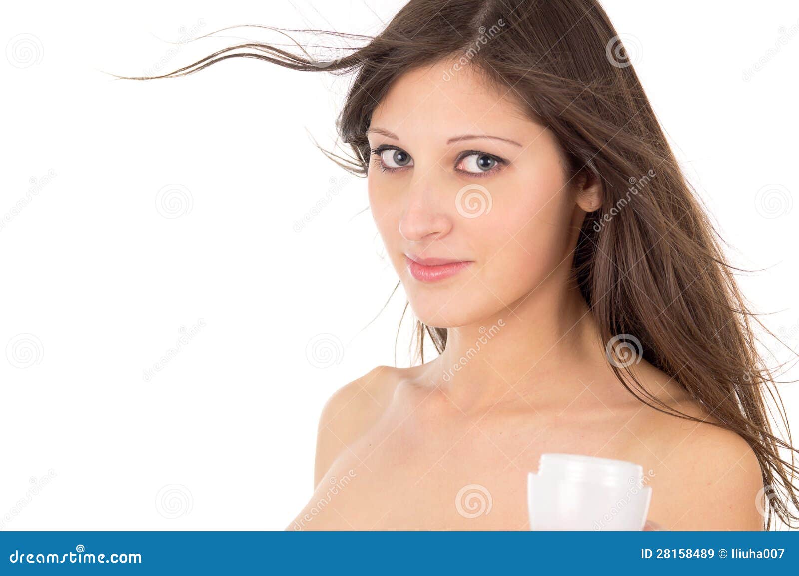 Beautiful Girl with Cream Isolated Stock Image - Image of apply ...