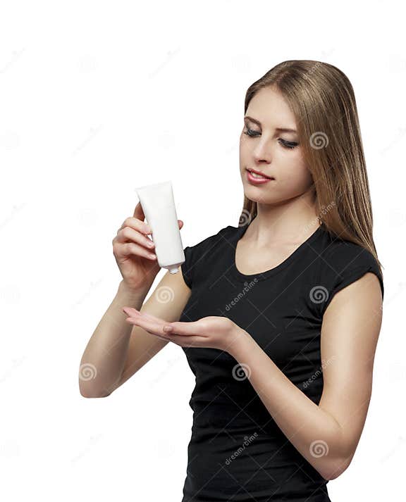 Beautiful Girl With Cream Stock Image Image Of Liquid 42297887