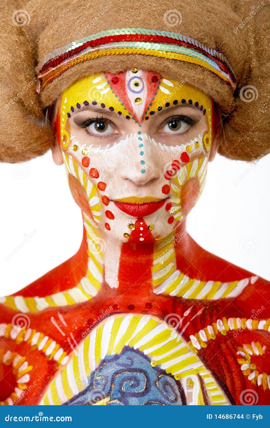 Beautiful Girl with Creative Bodyart Stock Photo - Image of portrait ...