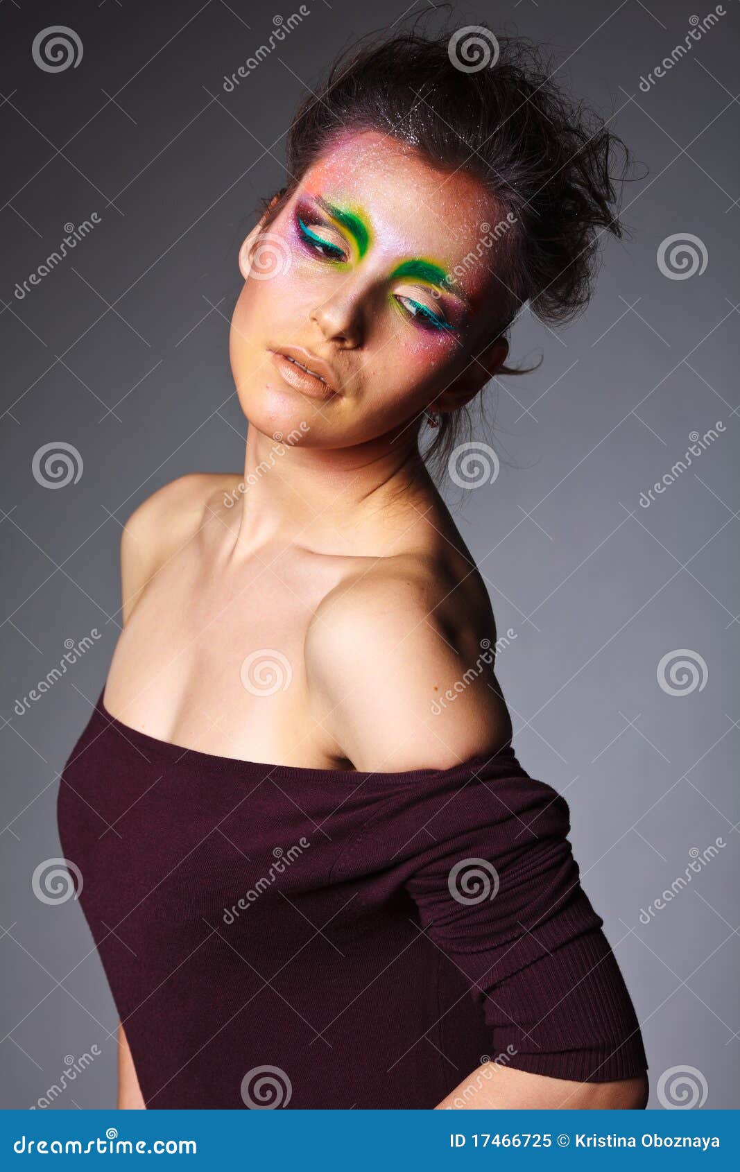 The Beautiful Girl with a Creative Make-up Stock Image - Image of ...