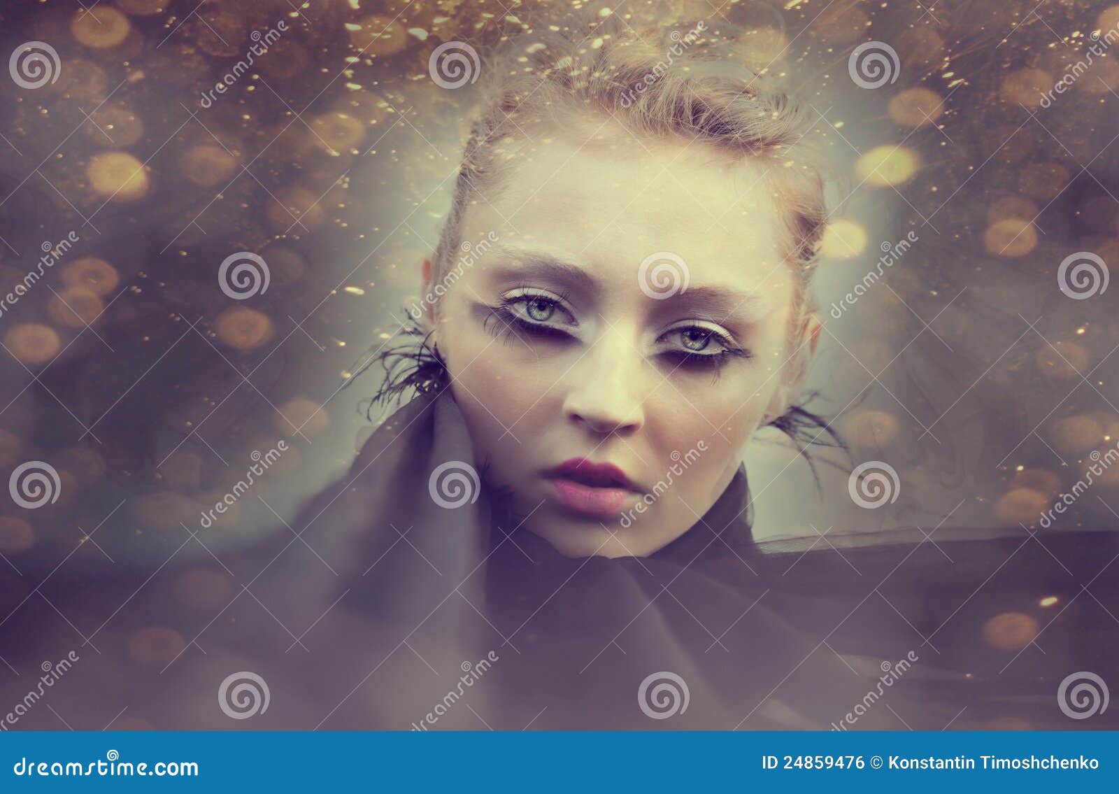 Beautiful Girl with Creative Make-up Mask Stock Photo - Image of face ...