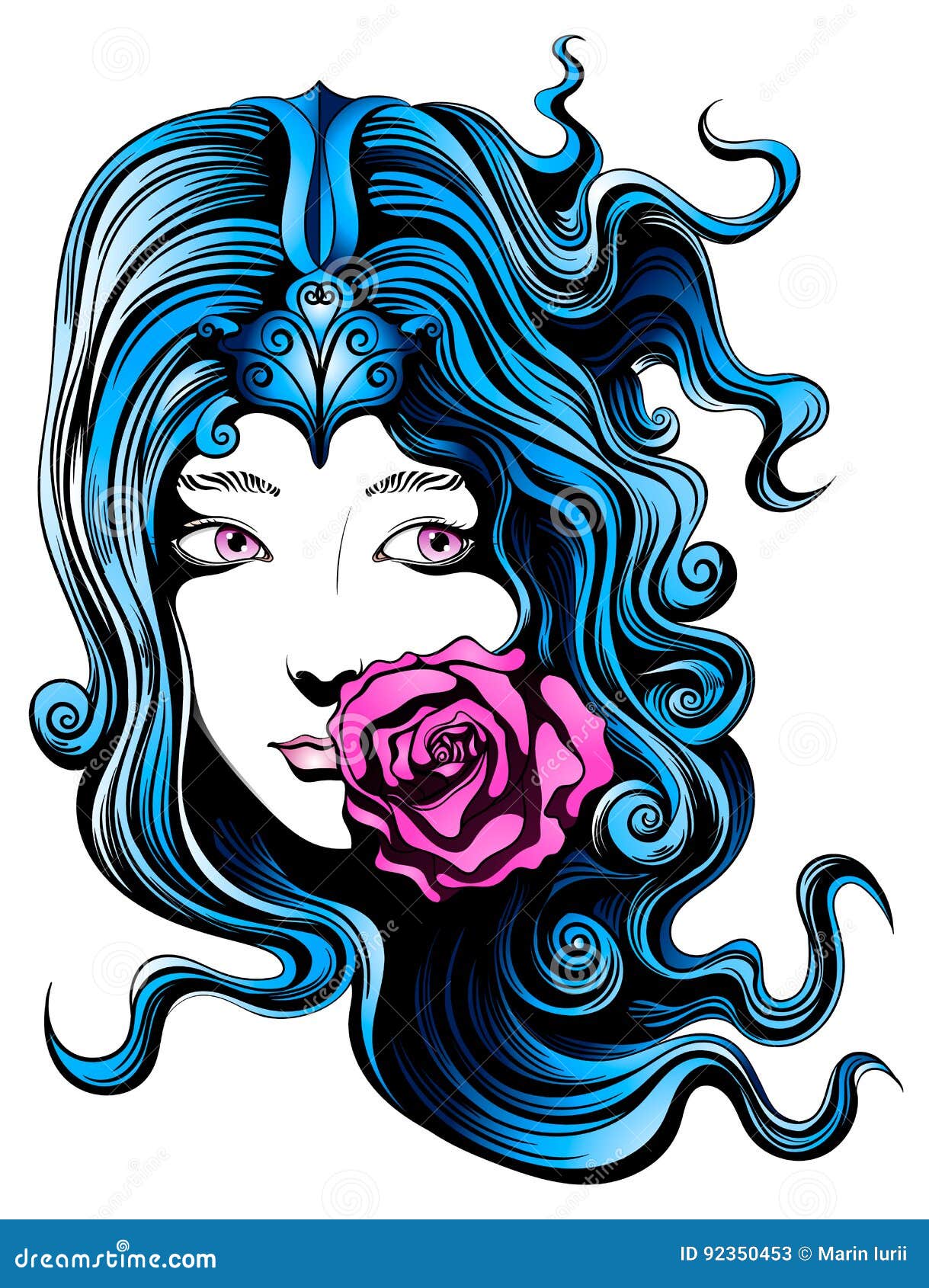 Beautiful Girl with a Curious Look Stock Vector - Illustration of curl ...