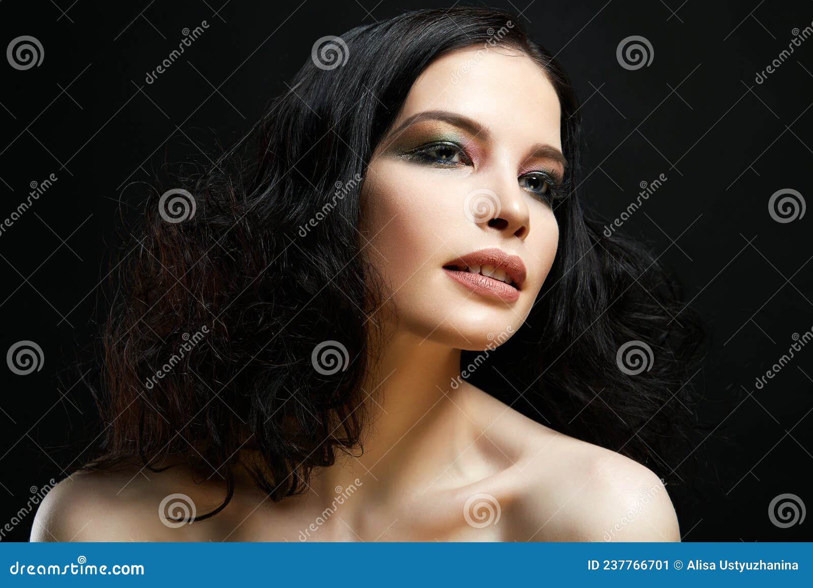 Beautiful Girl With Curly Hairstyle And Make Up Stock Image Image Of