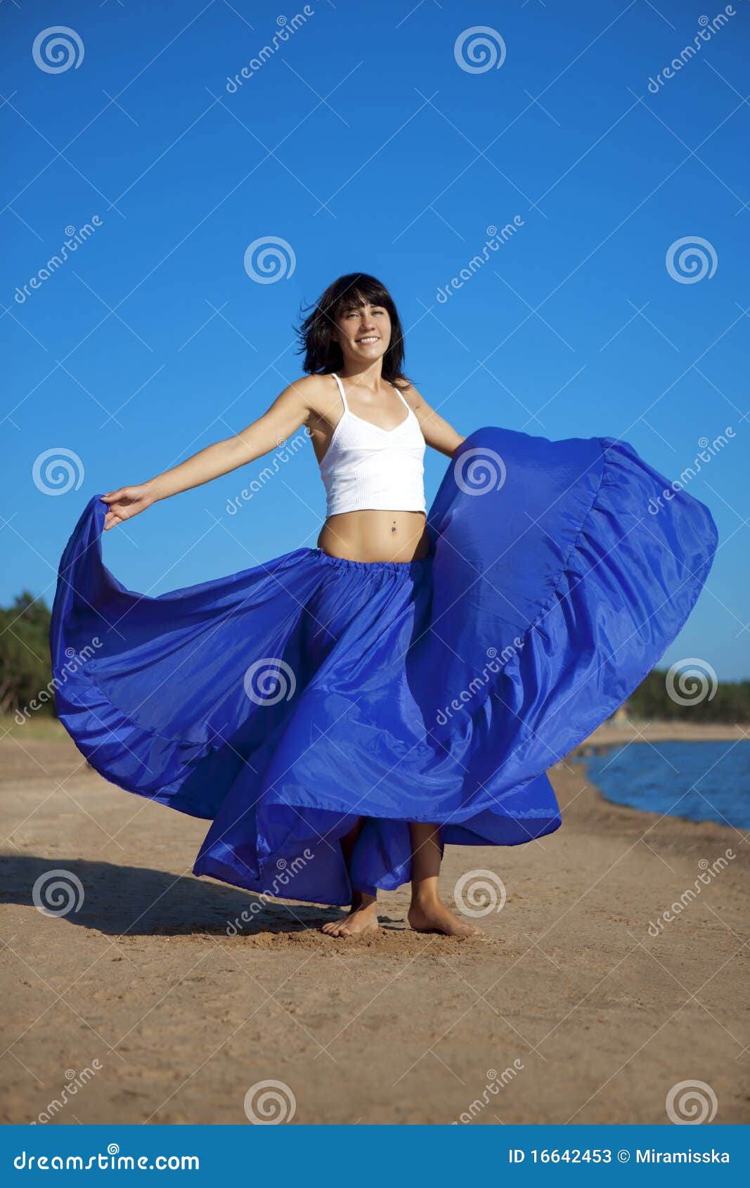 Beautiful Girl Dancing by the Sea Stock Image - Image of happy, beach ...