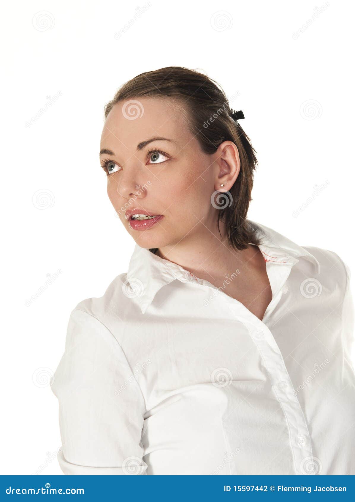 Beautiful Girl Distracted by Something Stock Photo - Image of brunette ...