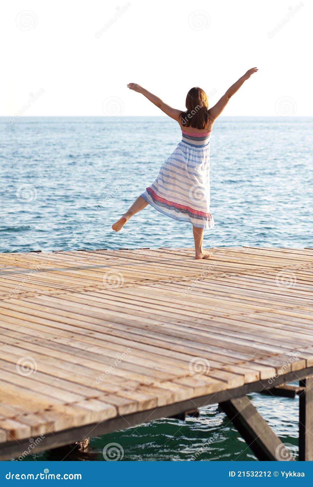 Beautiful Girl on the Dock by the Sea Stock Photo - Image of girl ...