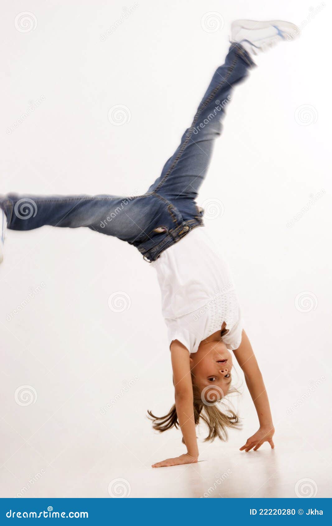 Beautiful Girl Doing Cartwheel Stock Photo - Image of athlete, girl ...