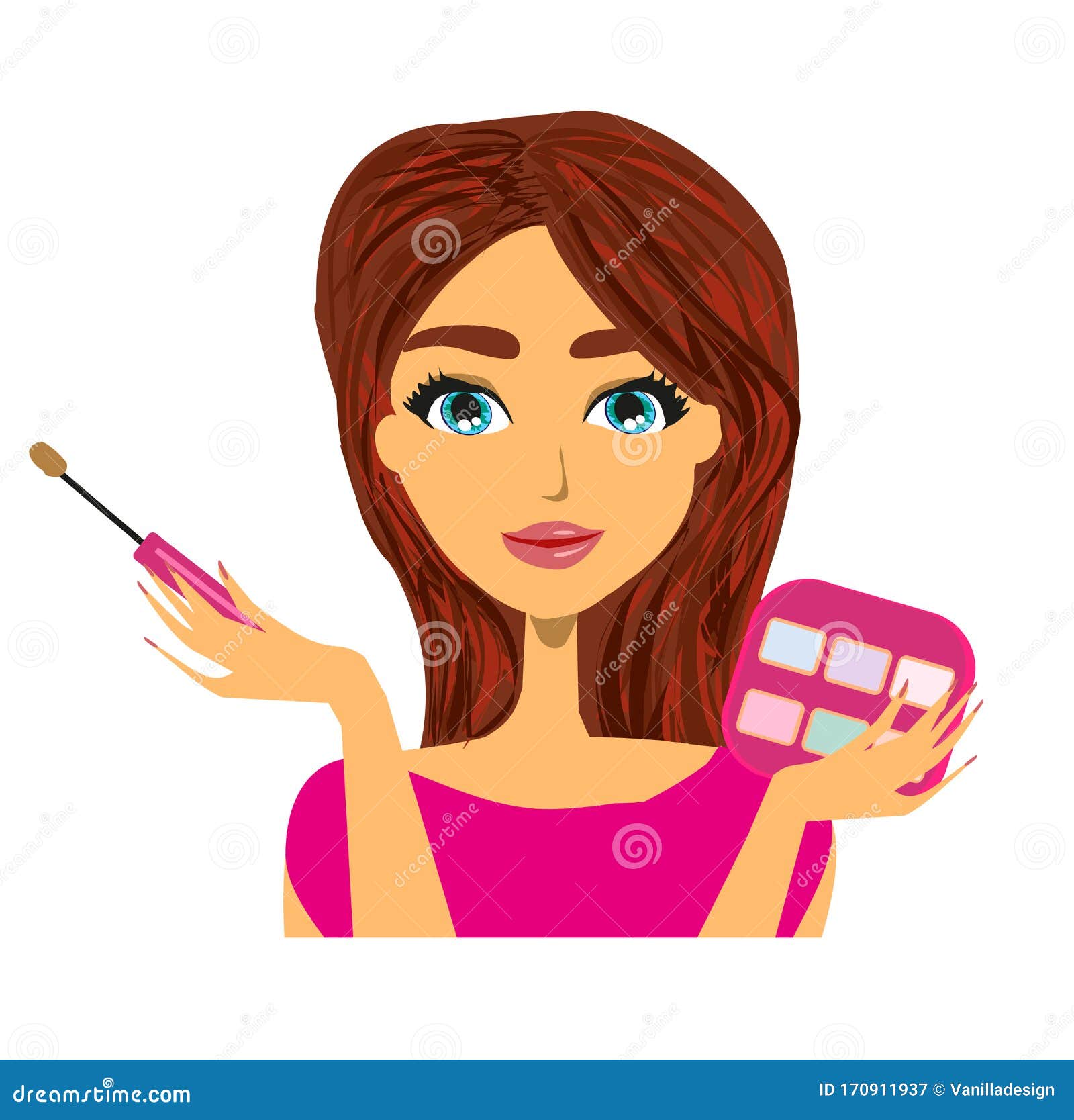 Beautiful Girl Doing Makeup Stock Vector Illustration Of Makeup